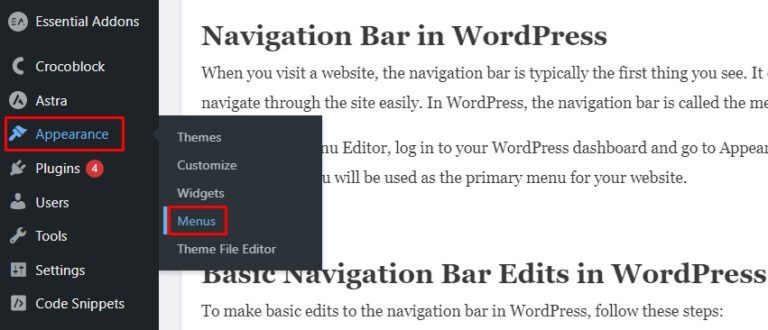 How To Edit Navigation Bar In WordPress: A Beginner's Guide